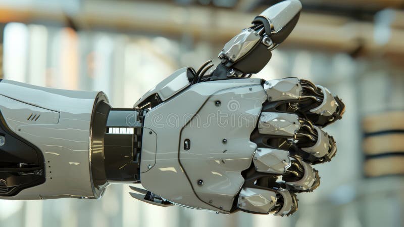 A Robotic Hand with Thumb Up Gesture. a Cyborg or Bionic Arm with an ...