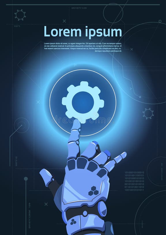 Robotic Hand Touch Gear Icon Technical Support Service and Artificial ...