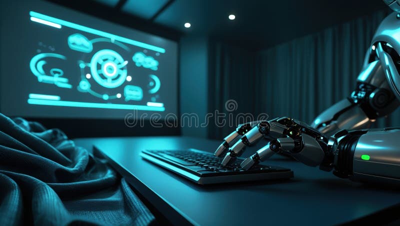 Futuristic Workspace Glowing Screen Stock Illustrations – 2,335 ...