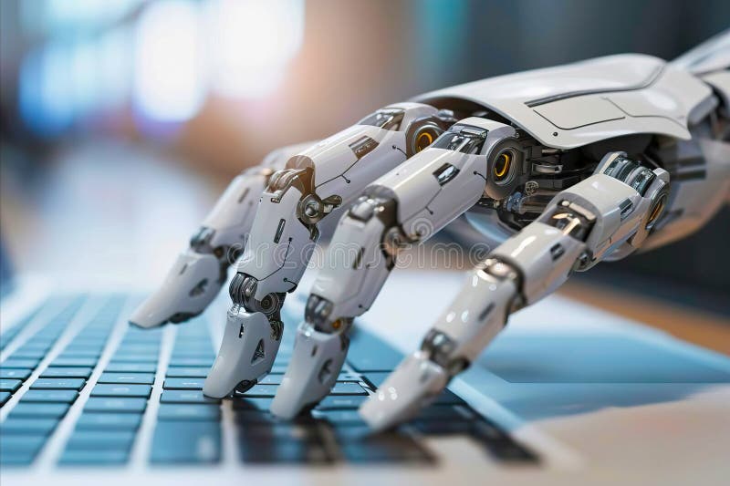 A Robotic Hand Typing on a Laptop Keyboard Stock Illustration ... A Robotic Hand Typing on a Laptop Keyboard Stock Illustration ...