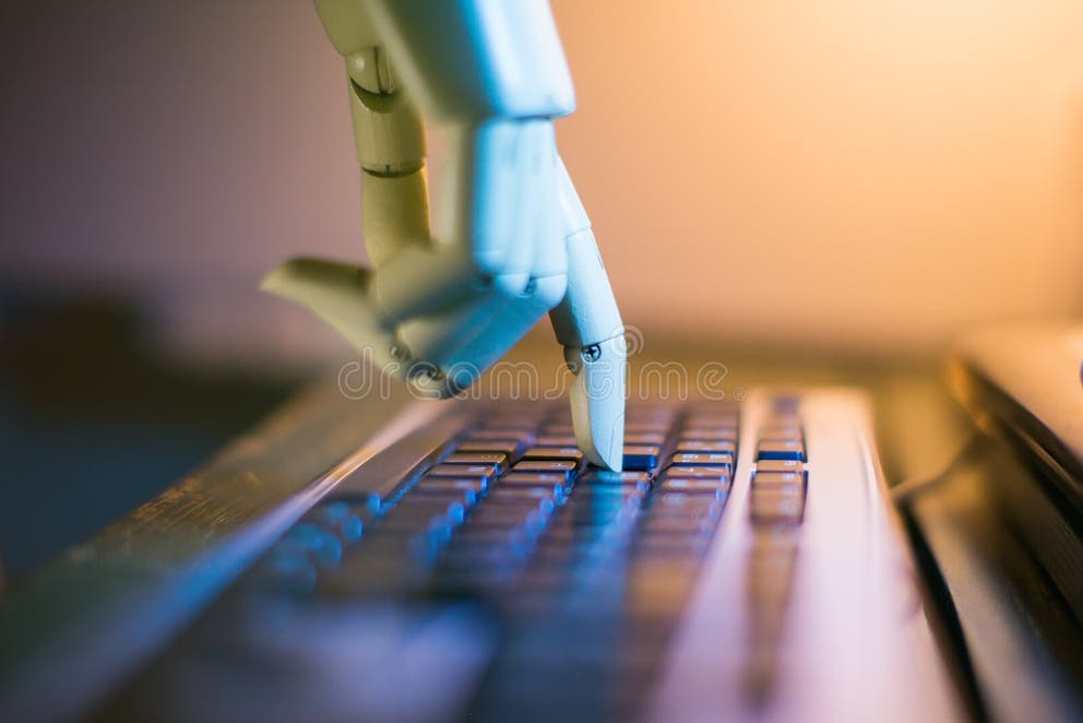 Robotic Hand Using a Computer Keyboard Stock Image - Image of concept ...