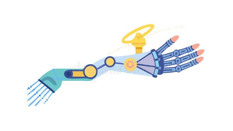 Robotic Hand with Waves, Tech Connectivity Abstract Vector, Vector ...