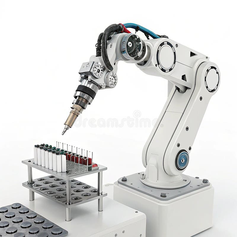 Robotic Hand Working in a Lab Stock Illustration - Illustration of ...