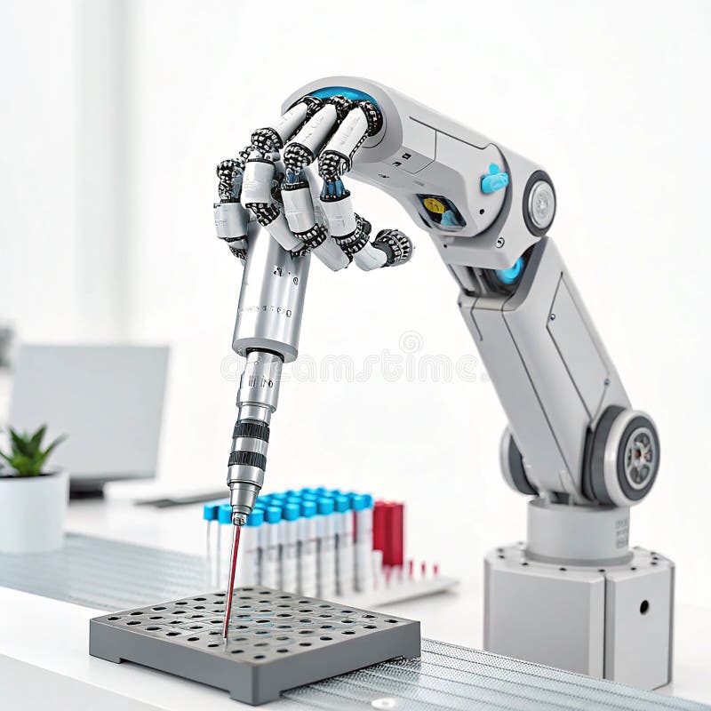 Robotic Hand Working in a Lab Stock Illustration - Illustration of ...