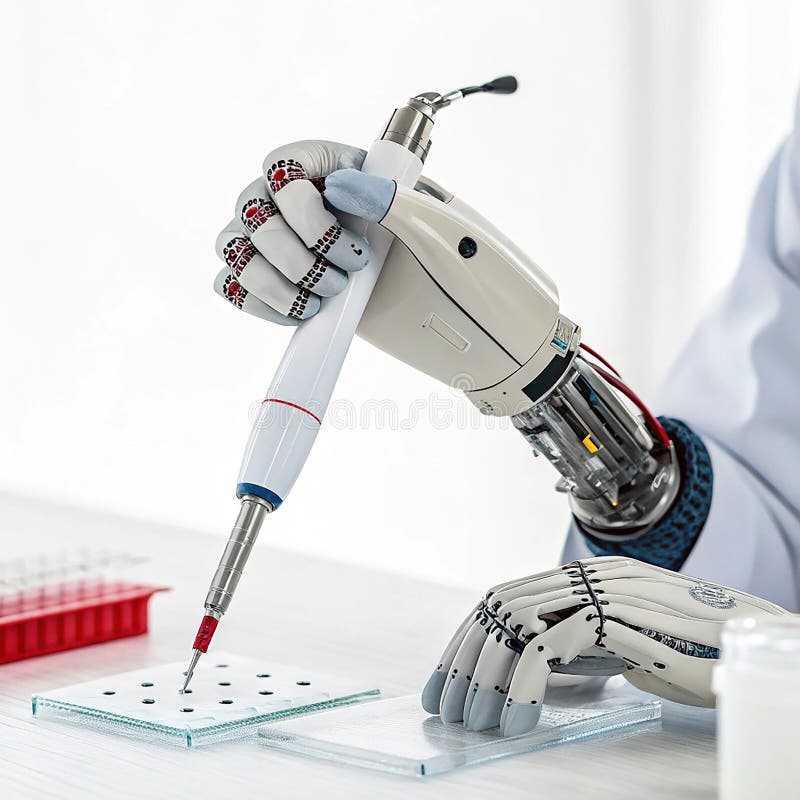 Robotic Hand Working in a Lab Stock Illustration - Illustration of ...