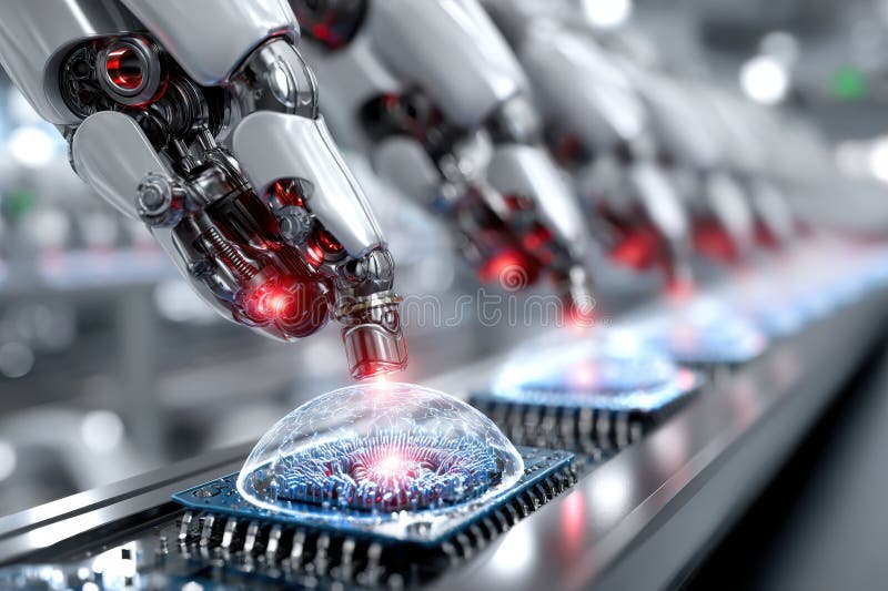 Robotic Hands Assembling Microchips in a High-tech Manufacturing ...