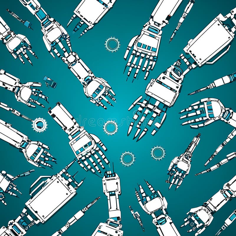 Robotic Hands, Assembling Robot Arms, Abstract Background Vector ...