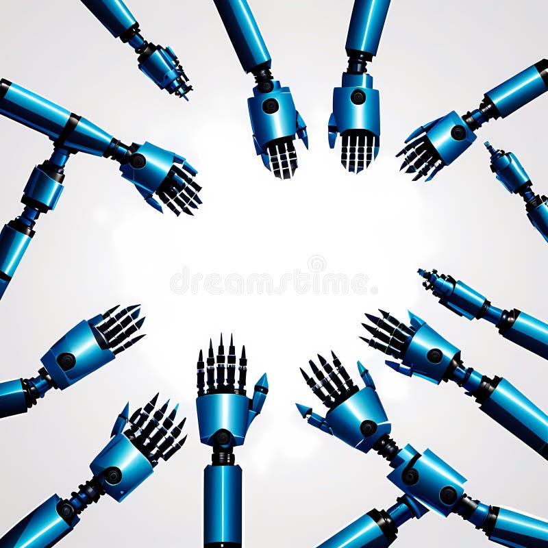 Robotic Hands Assembling Robot Arms, Abstract Background Vector ...