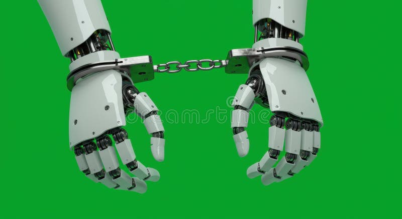 Robotic Hands in Chains on Green Background: Future of Ai and ...