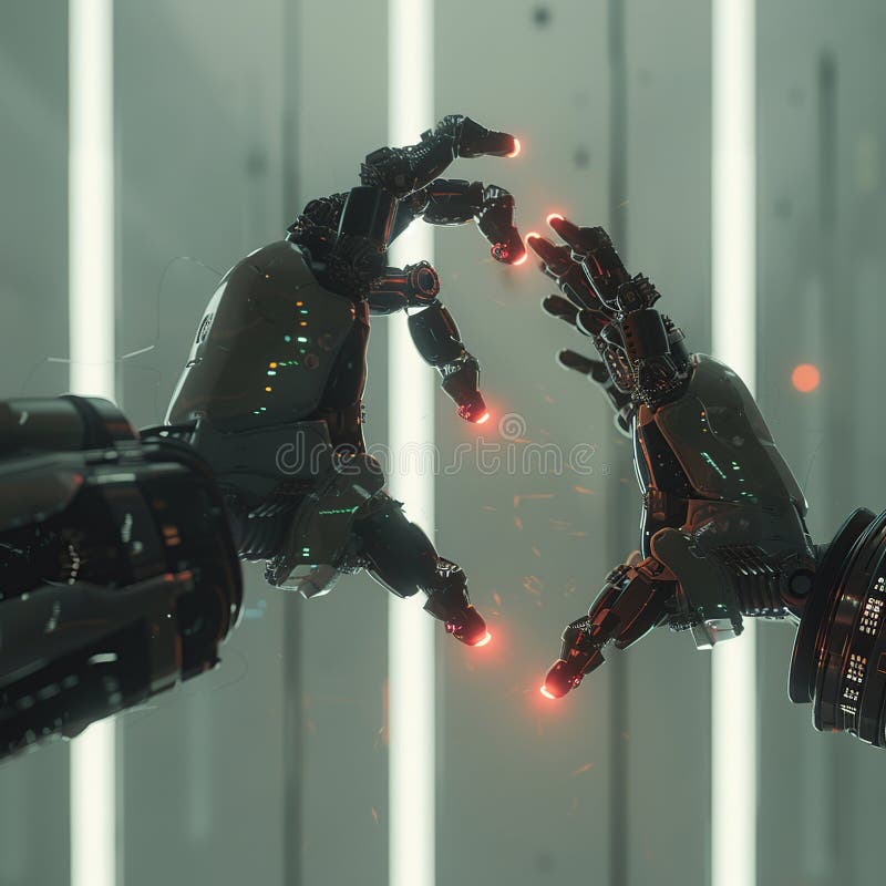 Robotic Hands Forming a Heart Shape Stock Illustration - Illustration ...