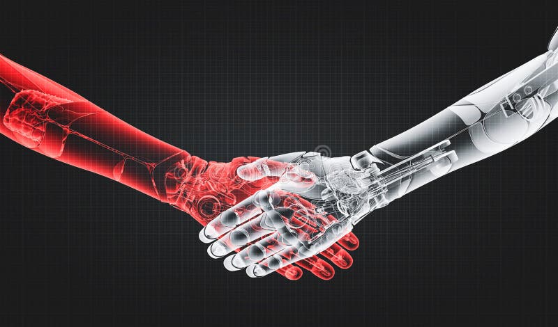 Robotic Hands Handshake in Blueprint Technical Design Stock ...