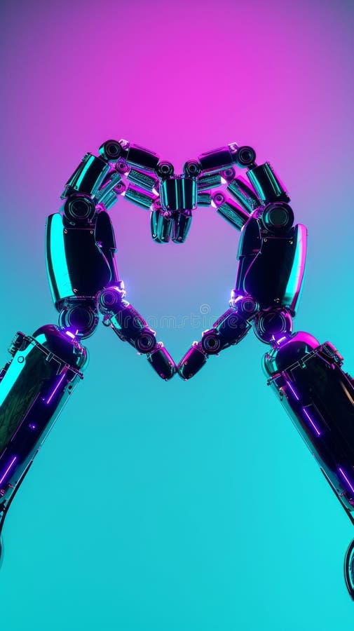 Robotic Hands Holding a Glowing Heart. Generative Ai Stock Illustration ...