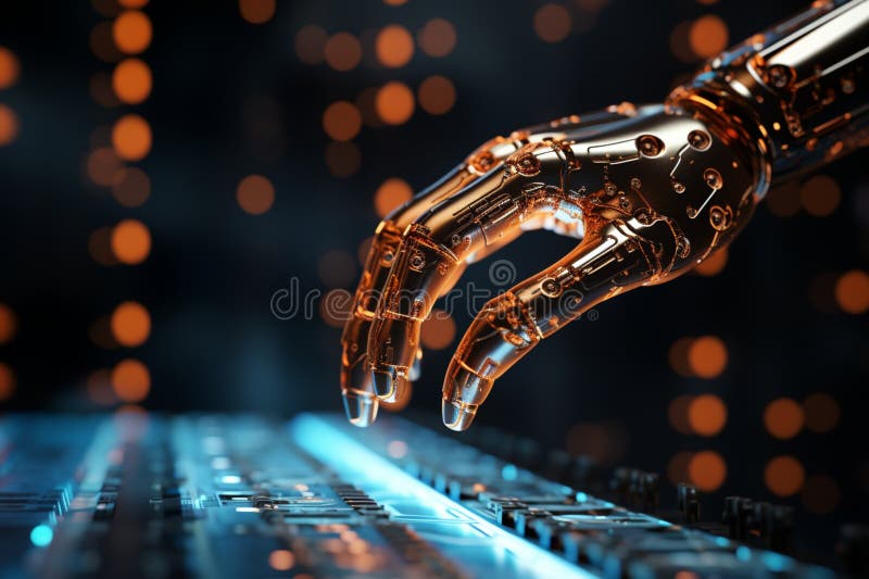 Robotic Hands Interact with a Coding Monitor, Exemplifying Advanced ...