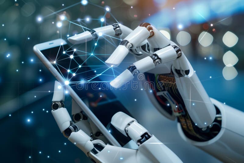 Robotic Hands Using a Smartphone Chatbot with a Network Interface Stock ...