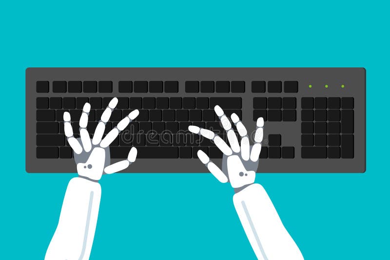 Robotic Hands Using Typing on Computer Keyboard Artificial Intelligence Hacker Attack Vector ...