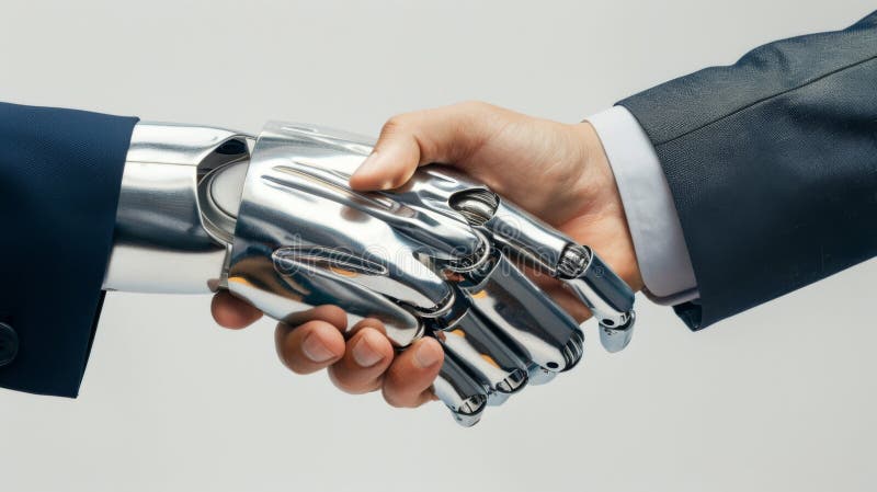 The Robotic Handshake Agreement.AI Generated Image Stock Image - Image ...