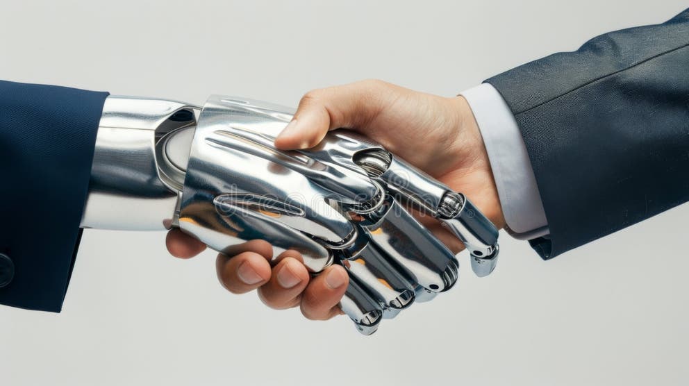 The Robotic Handshake Agreement.AI Generated Image Stock Image - Image ...