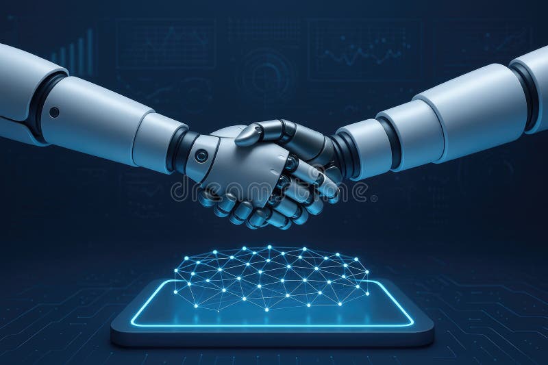 Robotic Handshake Ai Partnership Digital Technology Stock Illustration ...