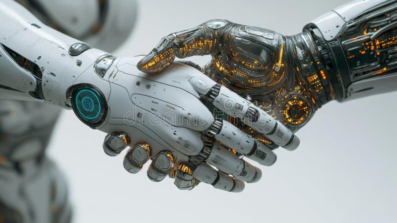 Robotic Handshake Generative AI Stock Illustration - Illustration of ...