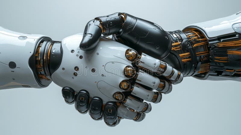 Robotic Handshake Generative AI Stock Illustration - Illustration of ...