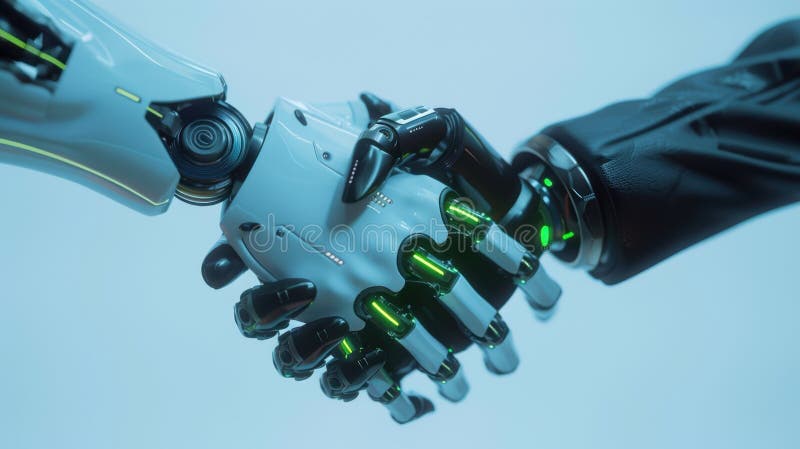 The Robotic Handshake Interaction. AI Generated Stock Illustration ...