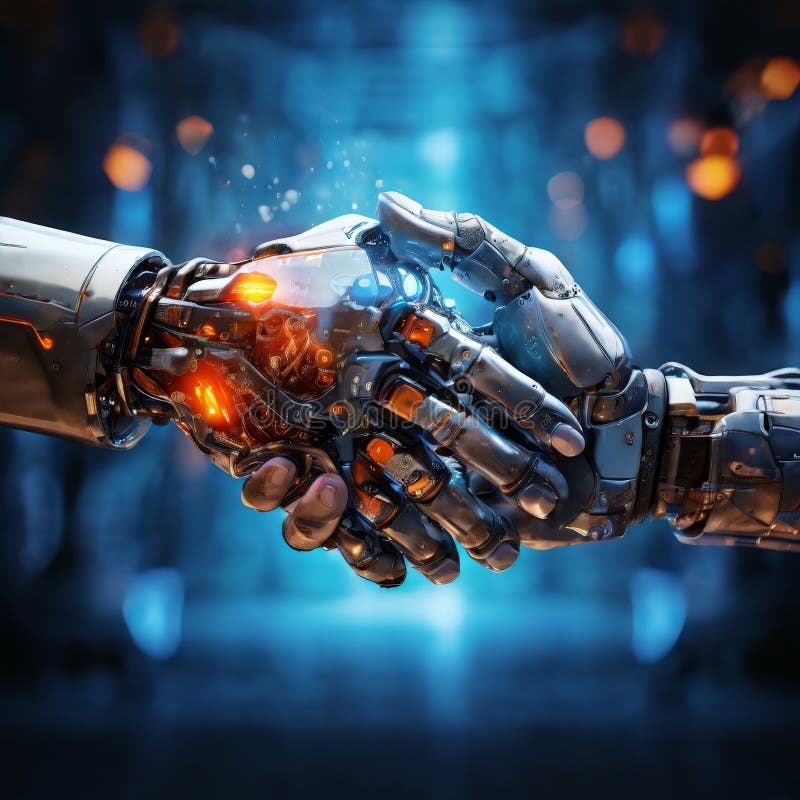 Robotic Handshake Symbolizing Partnership and Technology Stock Image ...