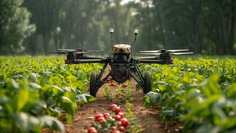 A Robotic Harvesting Machine Equipped with Computer Vision Technology Powered Stock Illustration ...