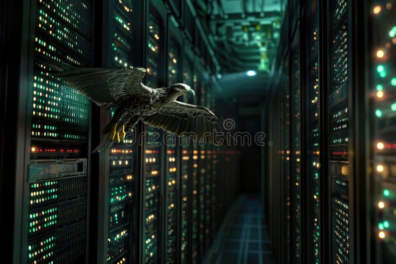 A Robotic Hawk Hunting Digital Pests in a Sprawling Server Farm Stock ...