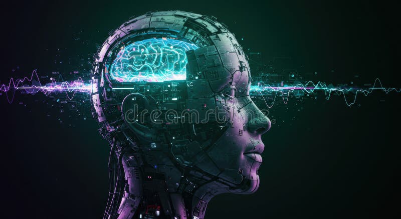 AI Brainwave Processing stock illustration. Illustration of futuristic ...