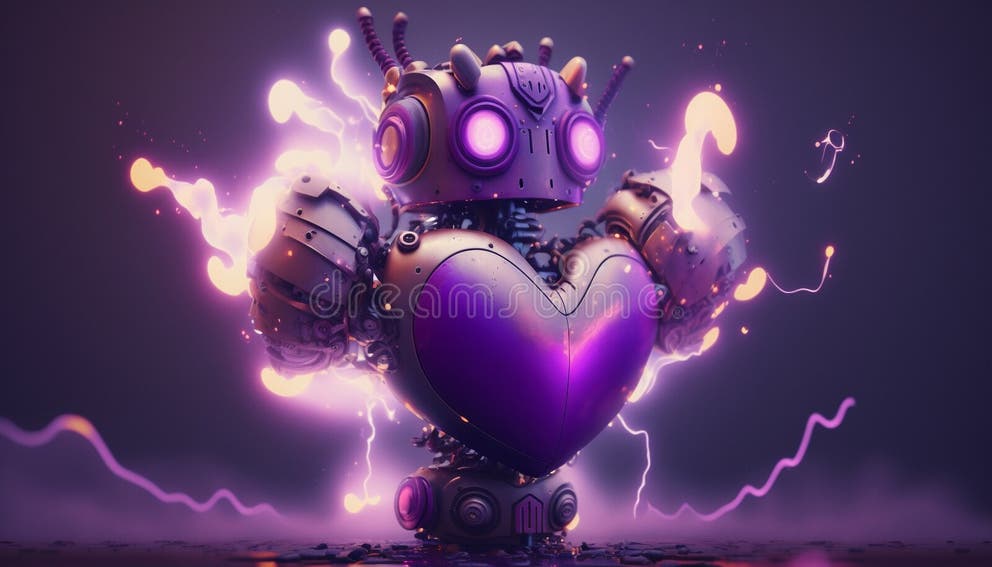 A Robotic Heart with a Creative Explosion. Generative AI Stock ...