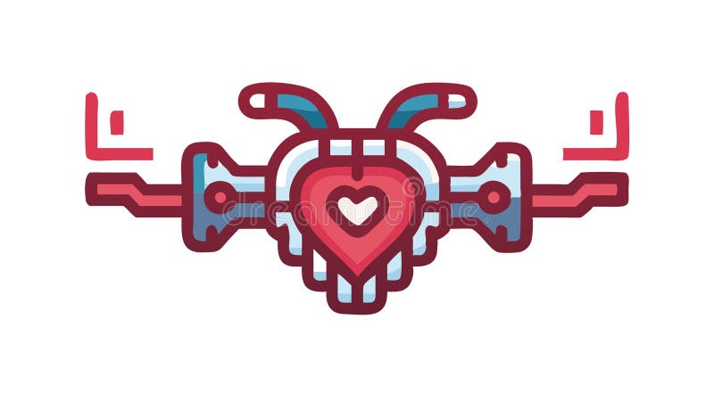 Robotic Heart Icon with Mechanical and Digital Details Vector, Vector ...