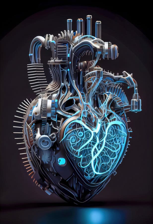 Mechanical Heart, Artificial Heart Concept. Created with Generative AI ...