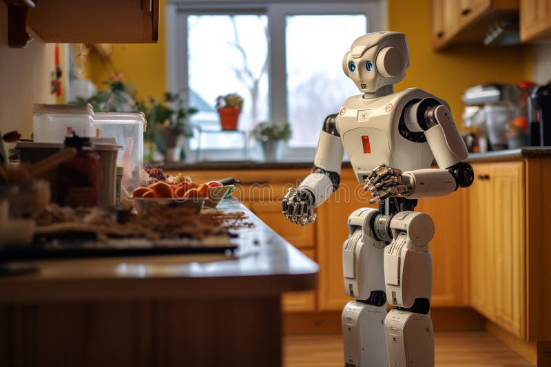 Robotic Home Assistant at Work Stock Illustration - Illustration of ...