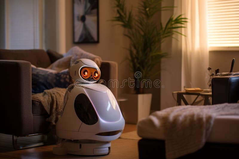 Robotic Home Assistant at Work Stock Illustration - Illustration of ...