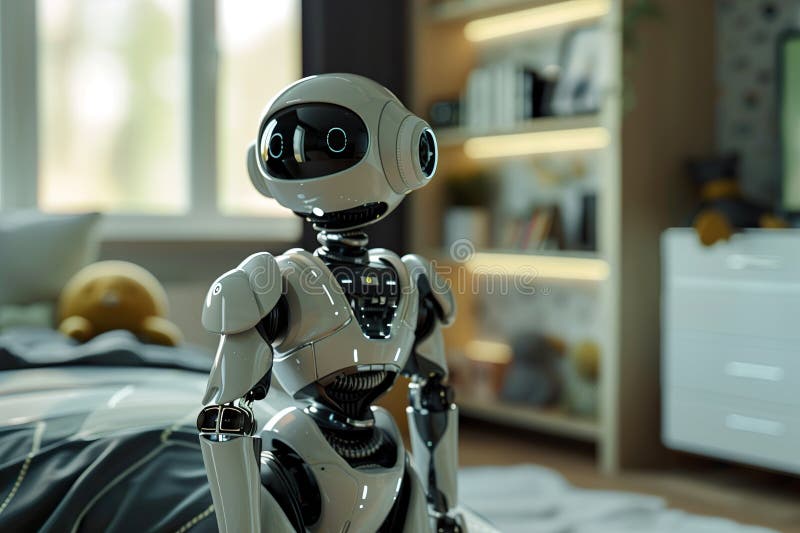 Robotic Housekeeper in a Stylish Home Setting, Designed To Showcase the ...