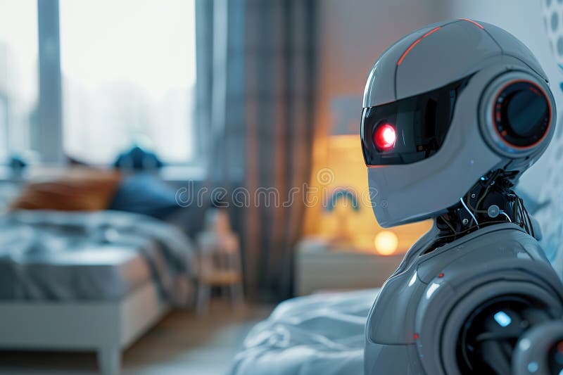 Robotic Housekeeper in a Stylish Home Setting, Designed To Showcase the ...