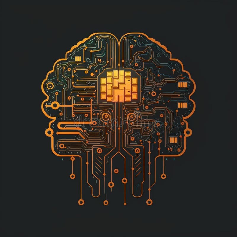Robotic Human Brain with Detailed Circuits. Concept Art of Artificial ...