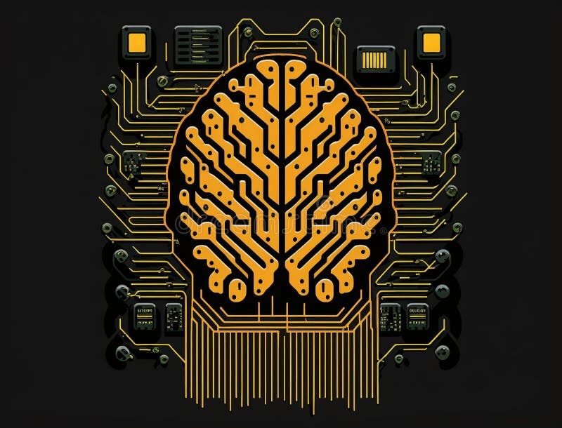 Robotic Human Brain with Detailed Circuits. Concept Art of Artificial ...