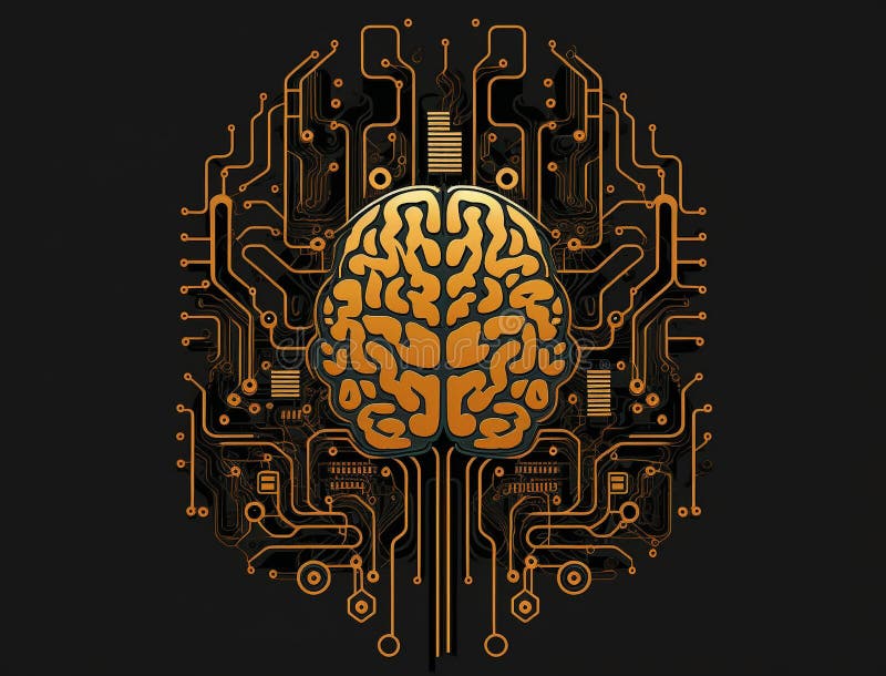 Robotic Human Brain with Detailed Circuits. Concept Art of Artificial ...