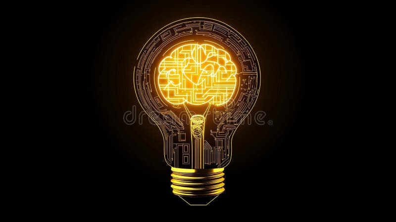 A Robotic Human Brain with Detailed Circuits. Concept Art for Stock ...