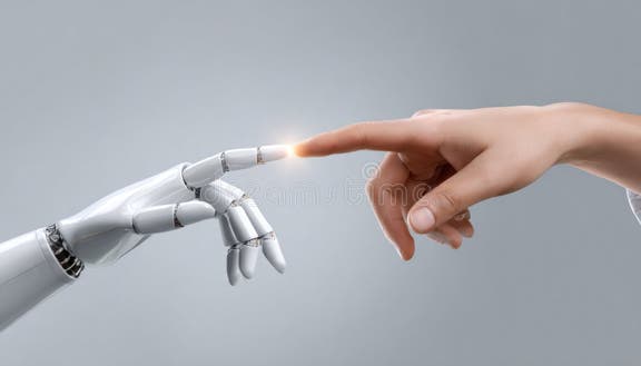 Robot Hand Touching Human Hand, Artificial Intelligence and Human ...