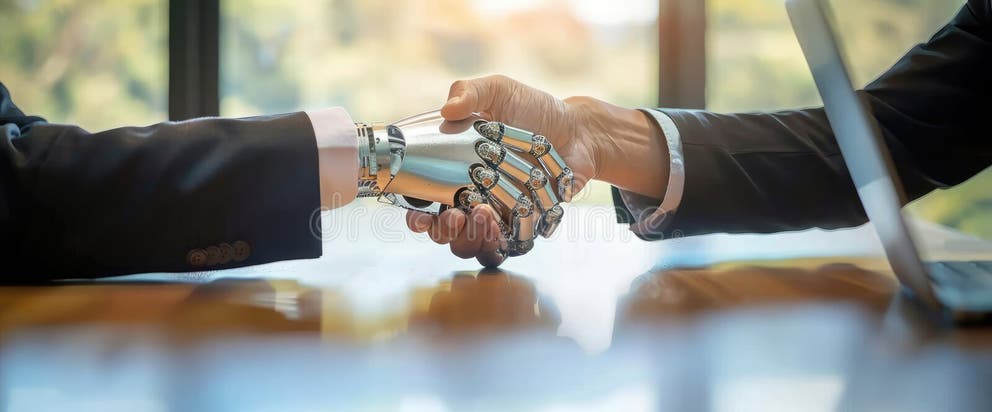 Robotic and Human Handshake Representing AI and Human Collaboration. Ai ...