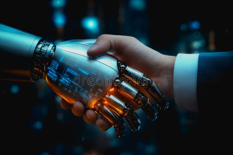 Robotic and Human Handshake Representing AI-human Cooperation in a ...