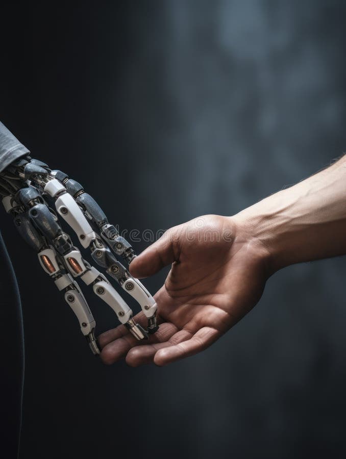 Robotic and Humanoid Hands Closeup, Technology of Artificial ...