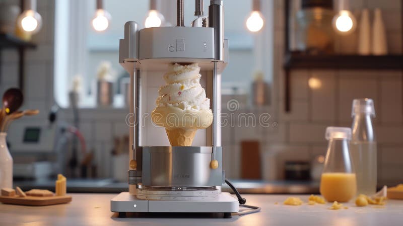 Robotic Ice Cream Maker in Modern Kitchen Stock Photo - Image of ...
