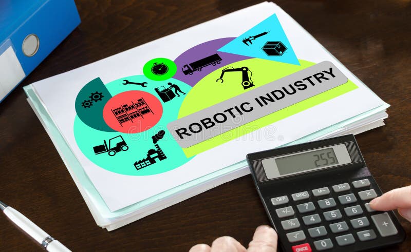 Robotic Industry Concept Illustrated on a Paper Stock Image - Image of ...
