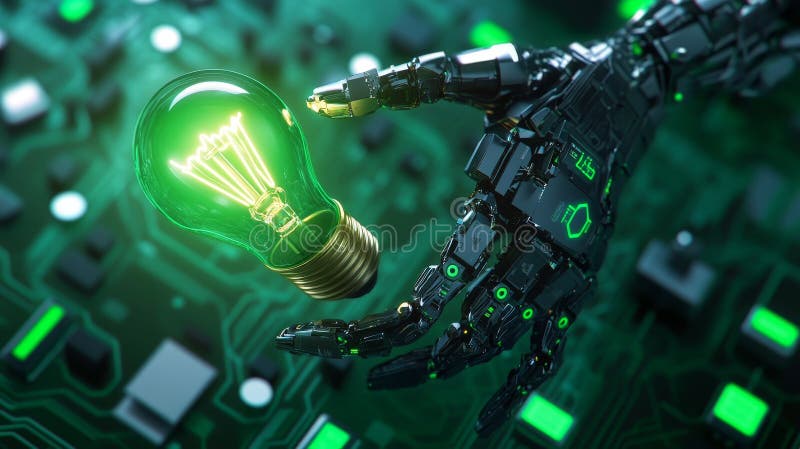 Robotic Innovation and Green Energy Robot Hand Lightbulb Circuit Board ...