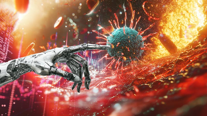 Robotic Innovation Meets Biological Frontline Stock Image - Image of ...