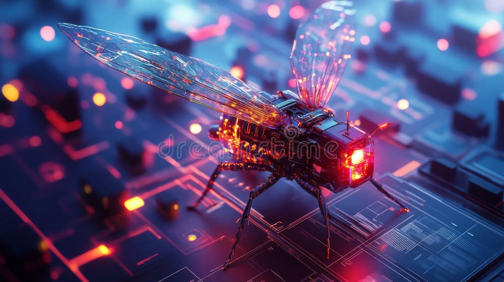 Robotic Insect on Circuit Board Stock Illustration - Illustration of ...