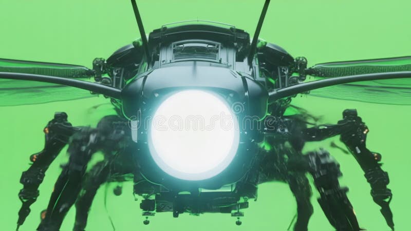 Robotic Insect Flying and Turning on Light on Green Screen Stock Video ...